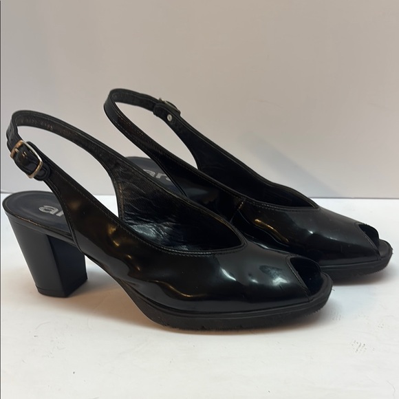 Ara | Shoes | Ara Black Peeptoe Slingback Heels | Poshmark